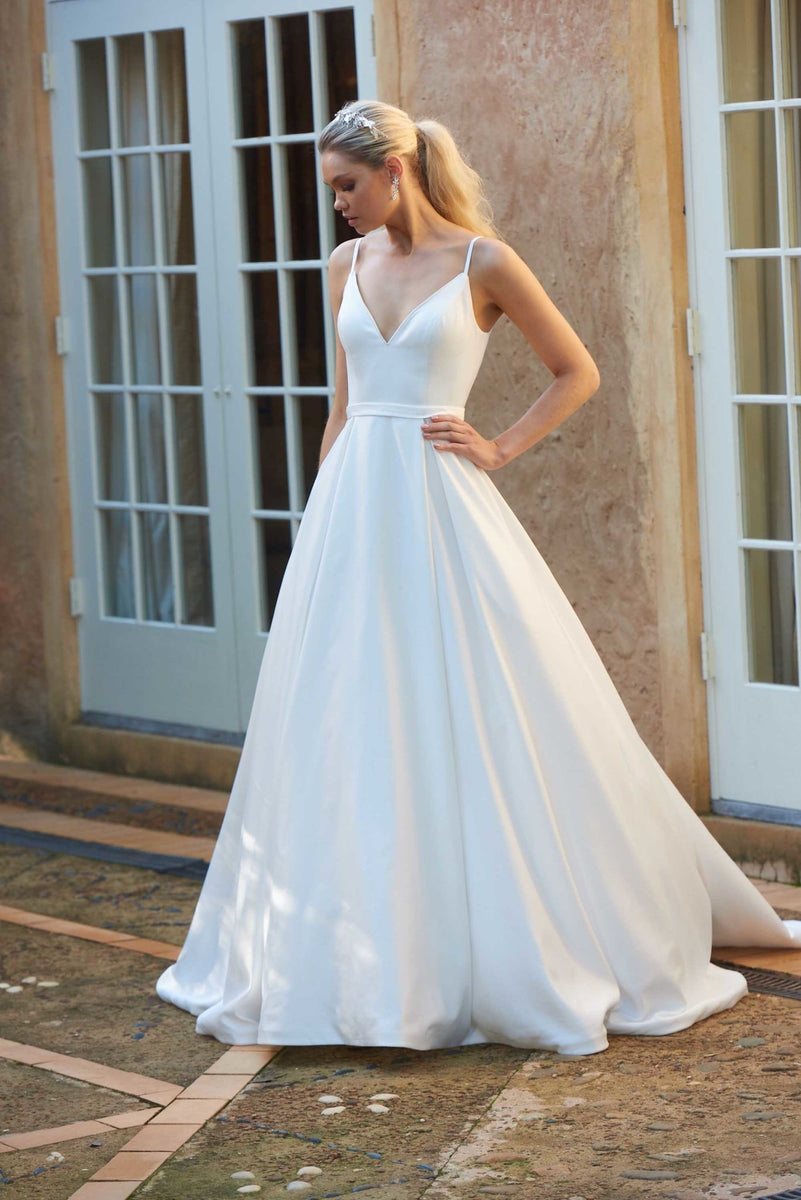Aurora A-line Satin Wedding Dress – TC304 | Sentani Boutique